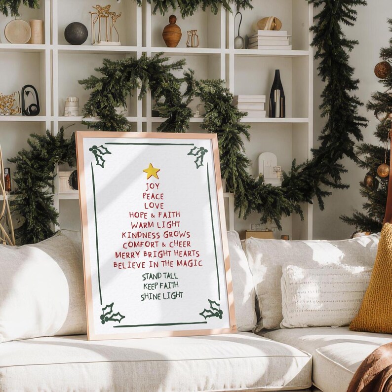 Christmas Affirmation Tree Poster | Scandinavian Holiday Print ...