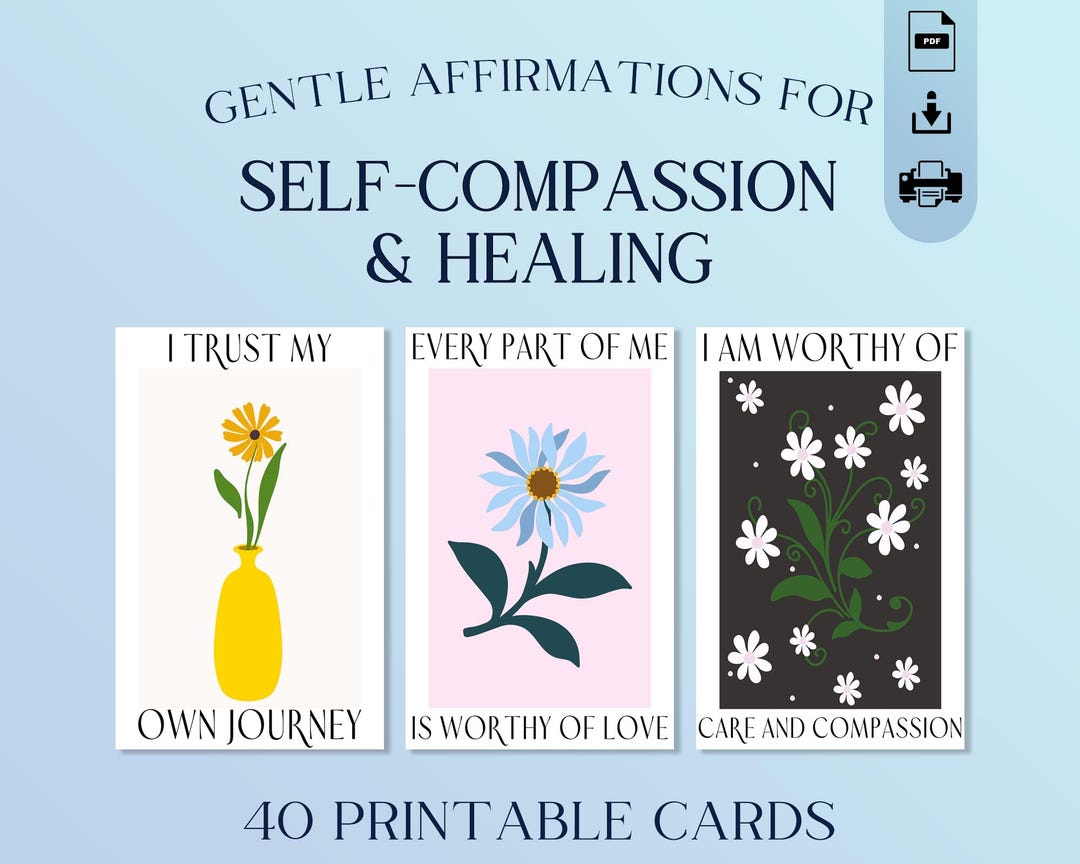 Self-compassion Affirmation Cards – Printable Mental Health & Self-care ...