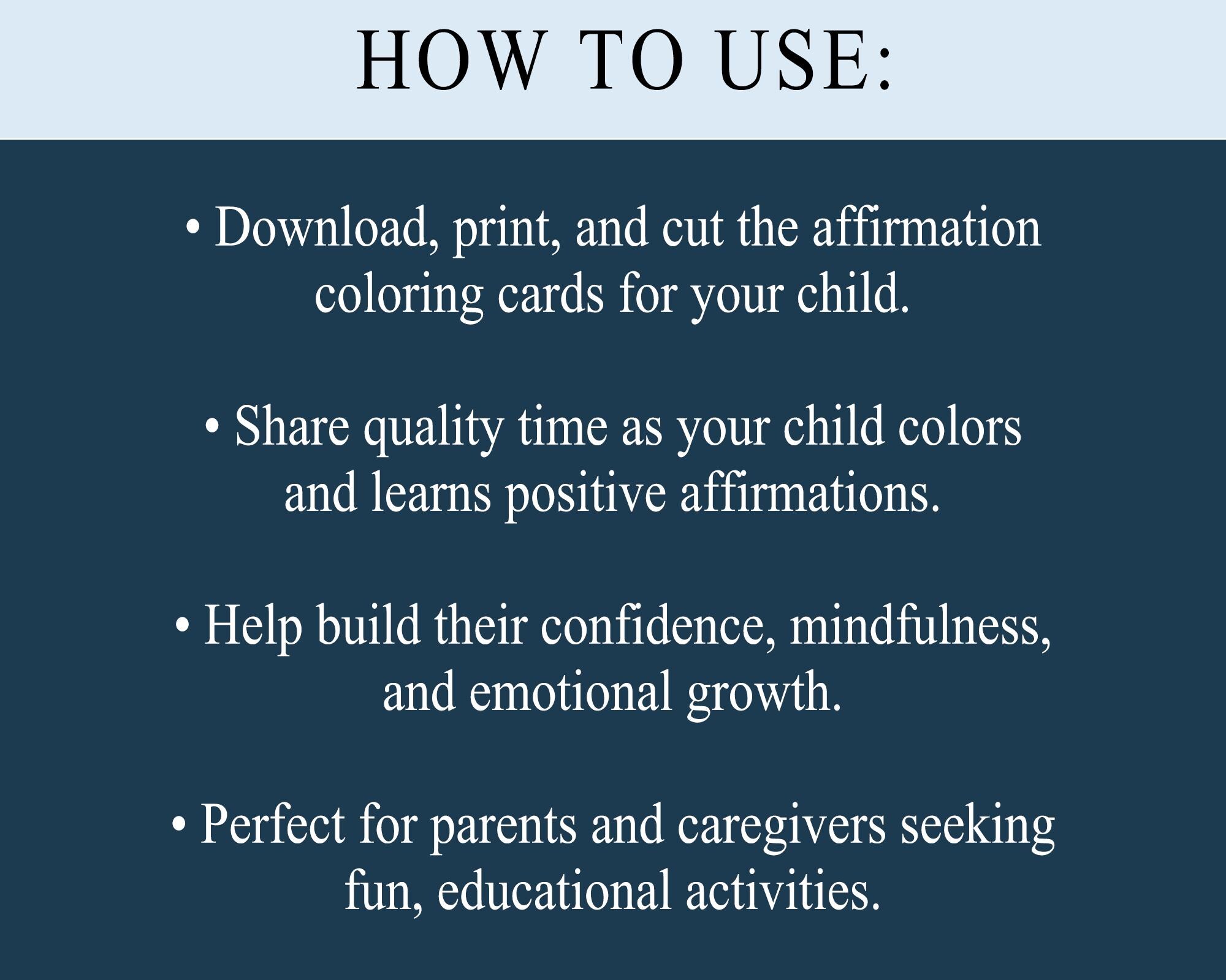 Printable Kids Affirmation Coloring Cards - Fun and Educational ...