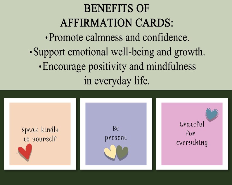 Heart Affirmation Cards | Daily Motivational Printable Cards | Positive ...