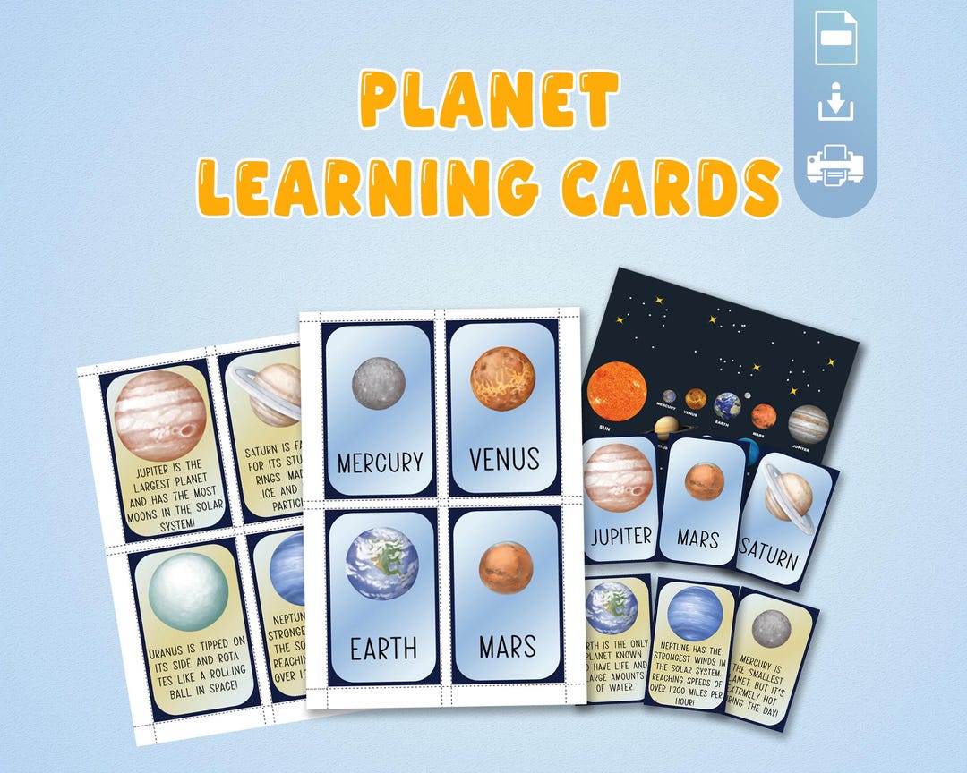 Printable Solar System Flashcards for Kids – Planet Learning Cards for ...