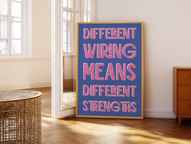Neurodiversity Poster – Different Wiring Quote Print, ADHD Autism ...
