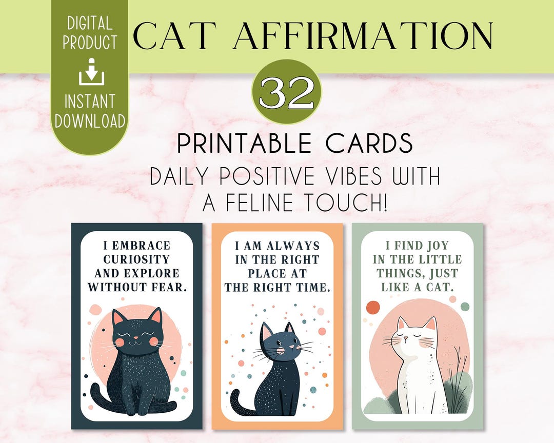Cat Affirmation Cards – Daily Positive Vibes With a Feline Touch! Boost ...