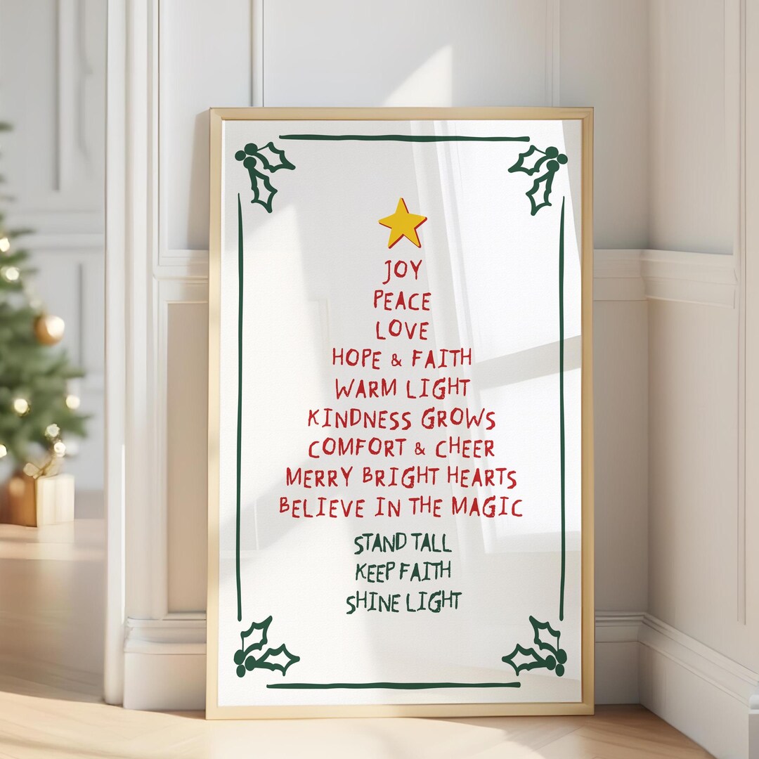 Christmas Affirmation Tree Poster | Scandinavian Holiday Print ...