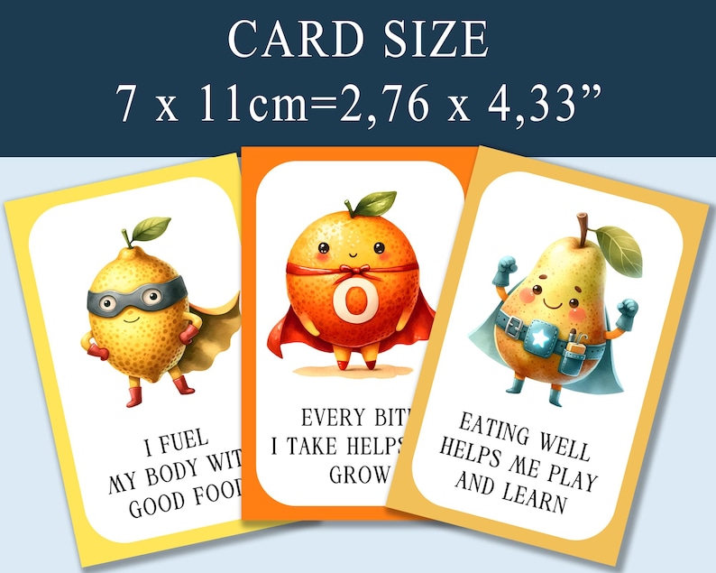 Healthy Eating Affirmation Cards for Kids, Fun & Positive Food Habits ...