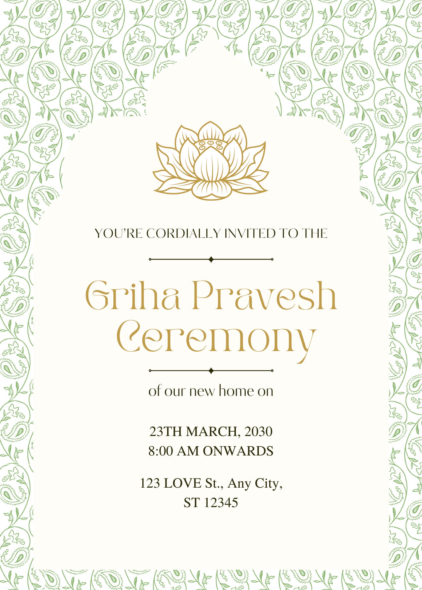 Indian Housewarming Invitation,griha Pravesh Invitation, Pravesam ...