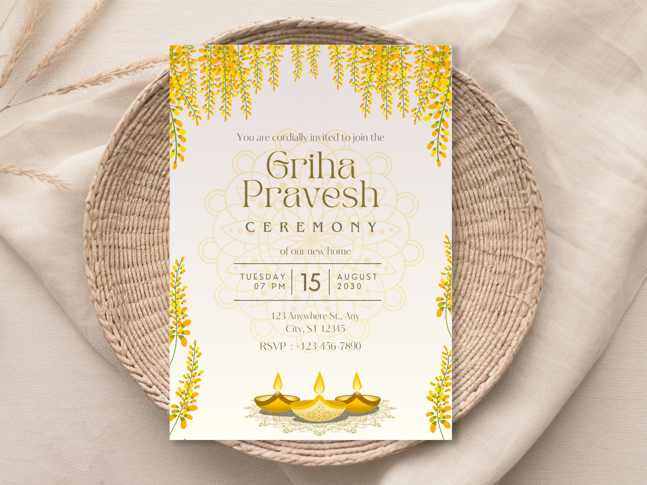 INDIAN HOUSEWARMING INVITATION ,griha Pravesh Invite , Gruha Pravesam ...