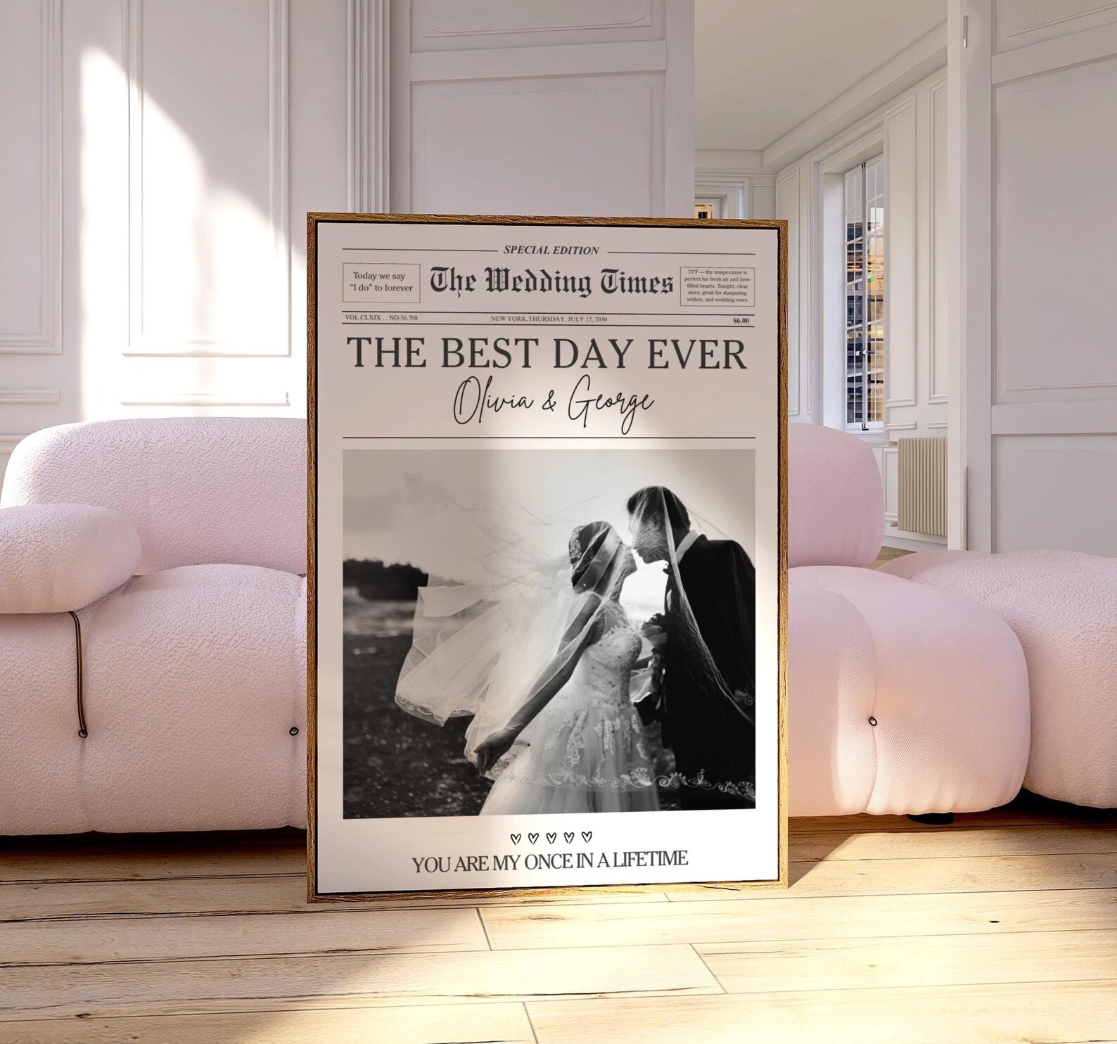 CUSTOM NEWSPAPER PRINT - Traditional Wedding Newspaper, Wedding Loved ...