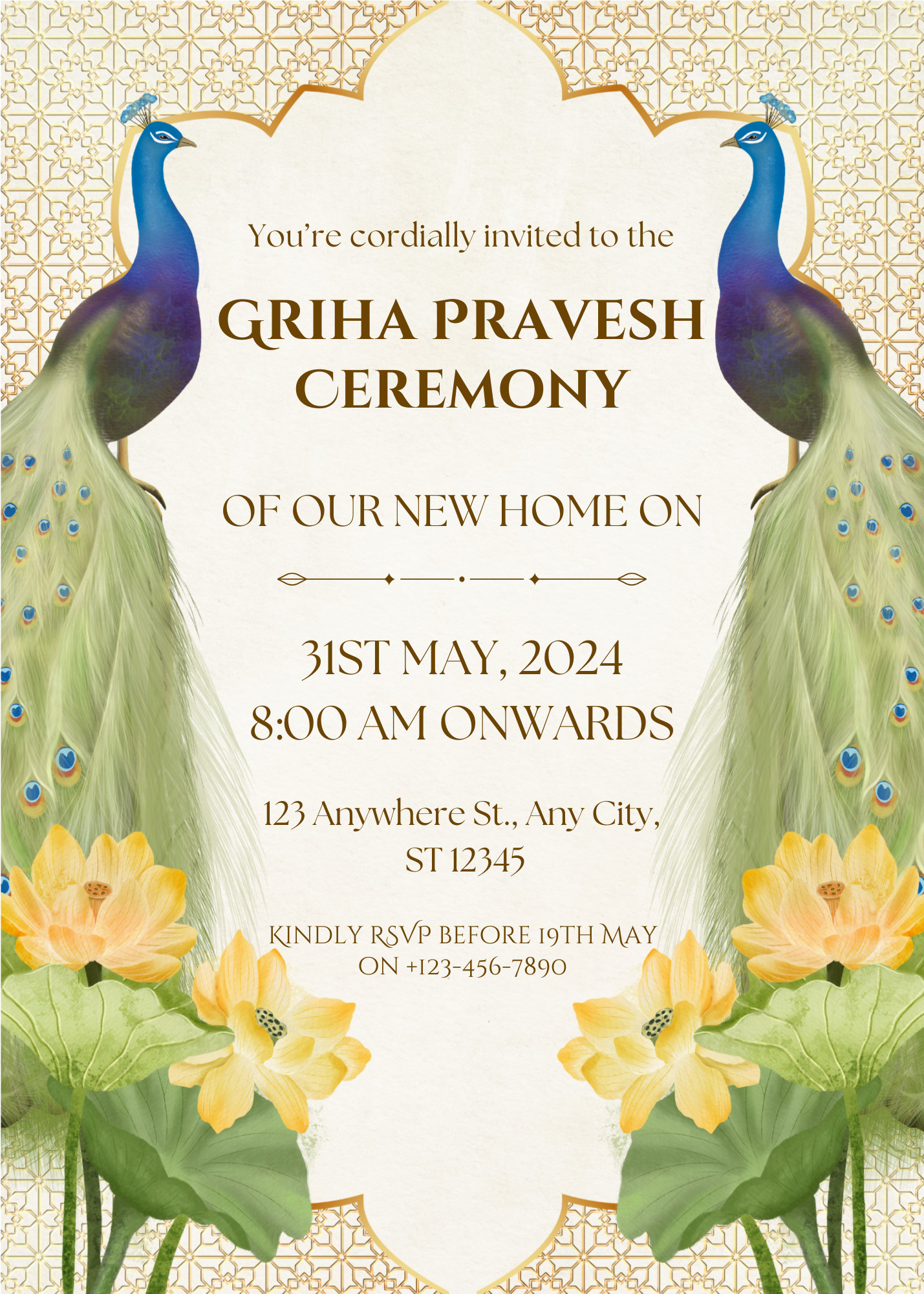 Indian Housewarming Invitation,griha Pravesh Invitation, Pravesam ...