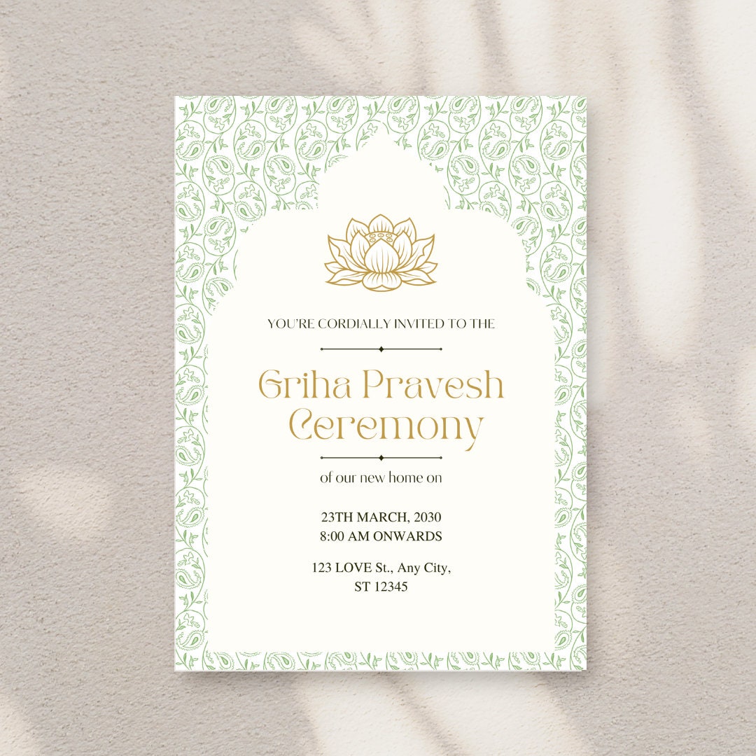 Indian Housewarming Invitation,griha Pravesh Invitation, Pravesam ...