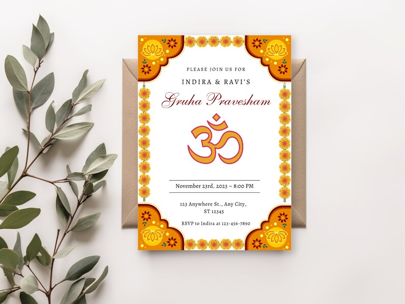 Griha Pravesh Invitation, Indian Housewarming Invitation, Gruha ...
