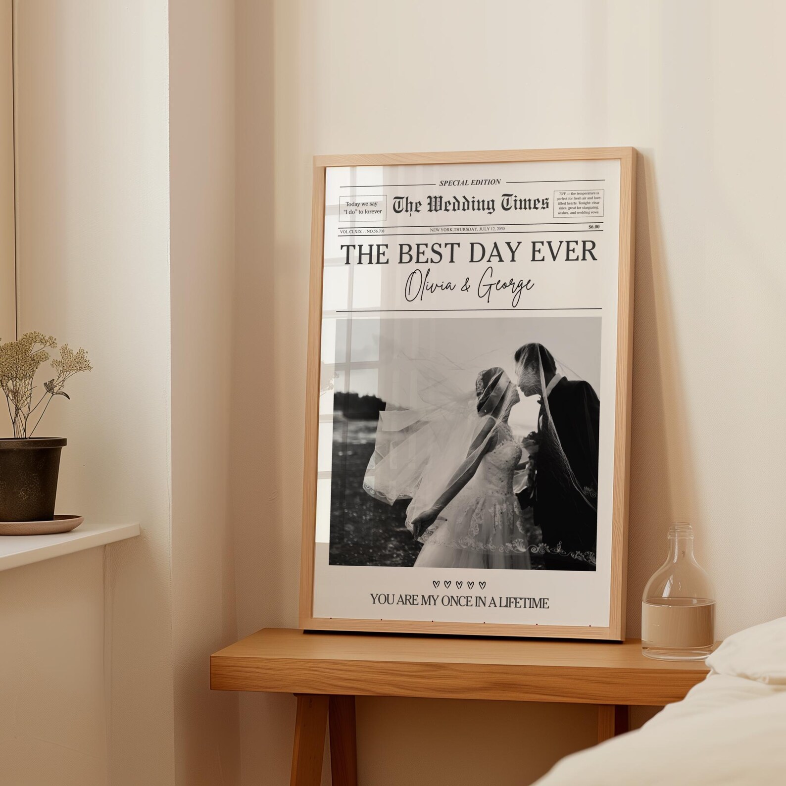 CUSTOM NEWSPAPER PRINT - Traditional Wedding Newspaper, Wedding Loved ...