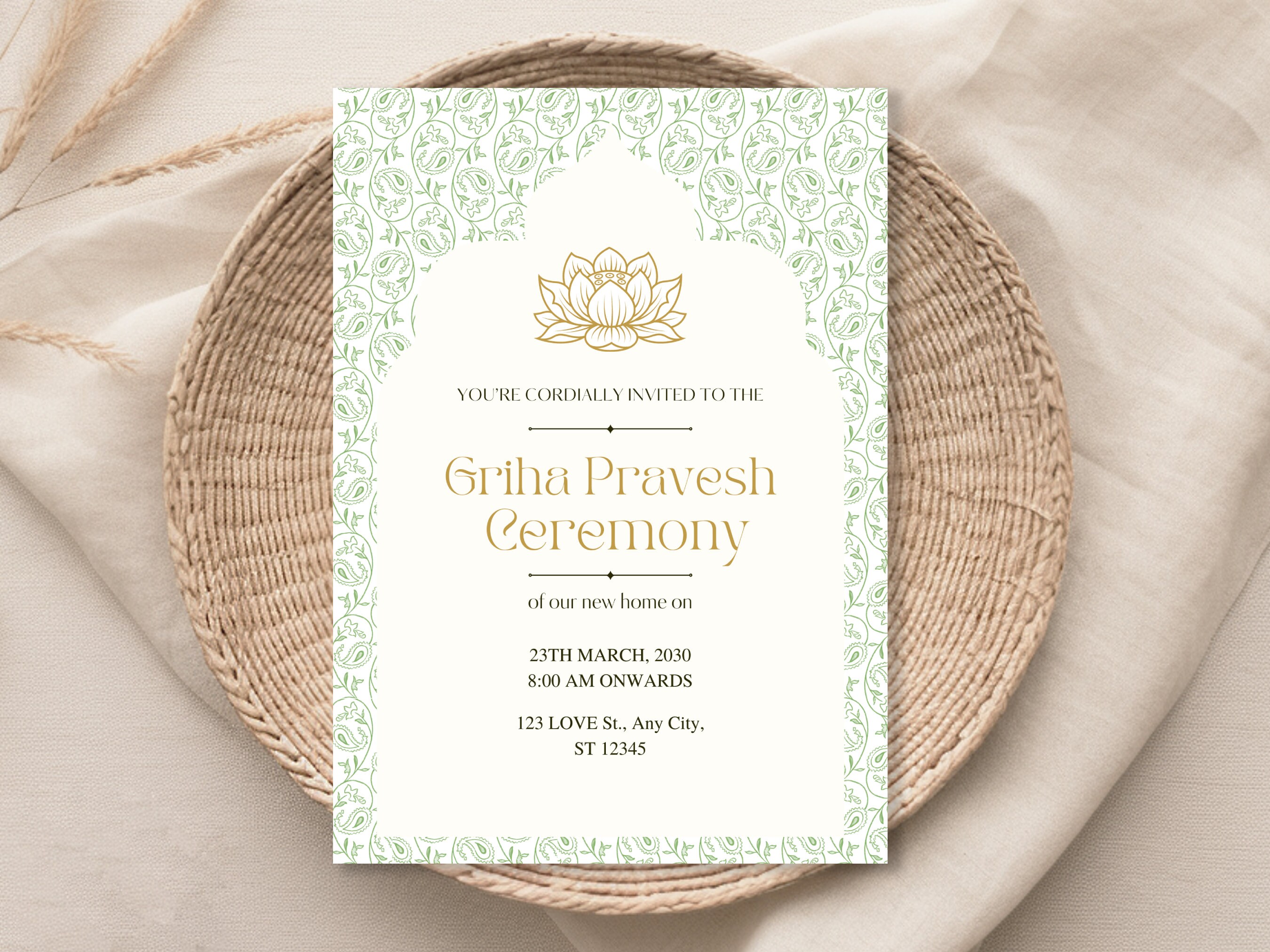 Indian Housewarming Invitation,griha Pravesh Invitation, Pravesam ...