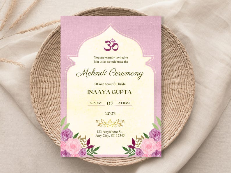 Mehendi Invitation, Mehndi Ceremony, Pintable Haldi Invite, Mehndi ...