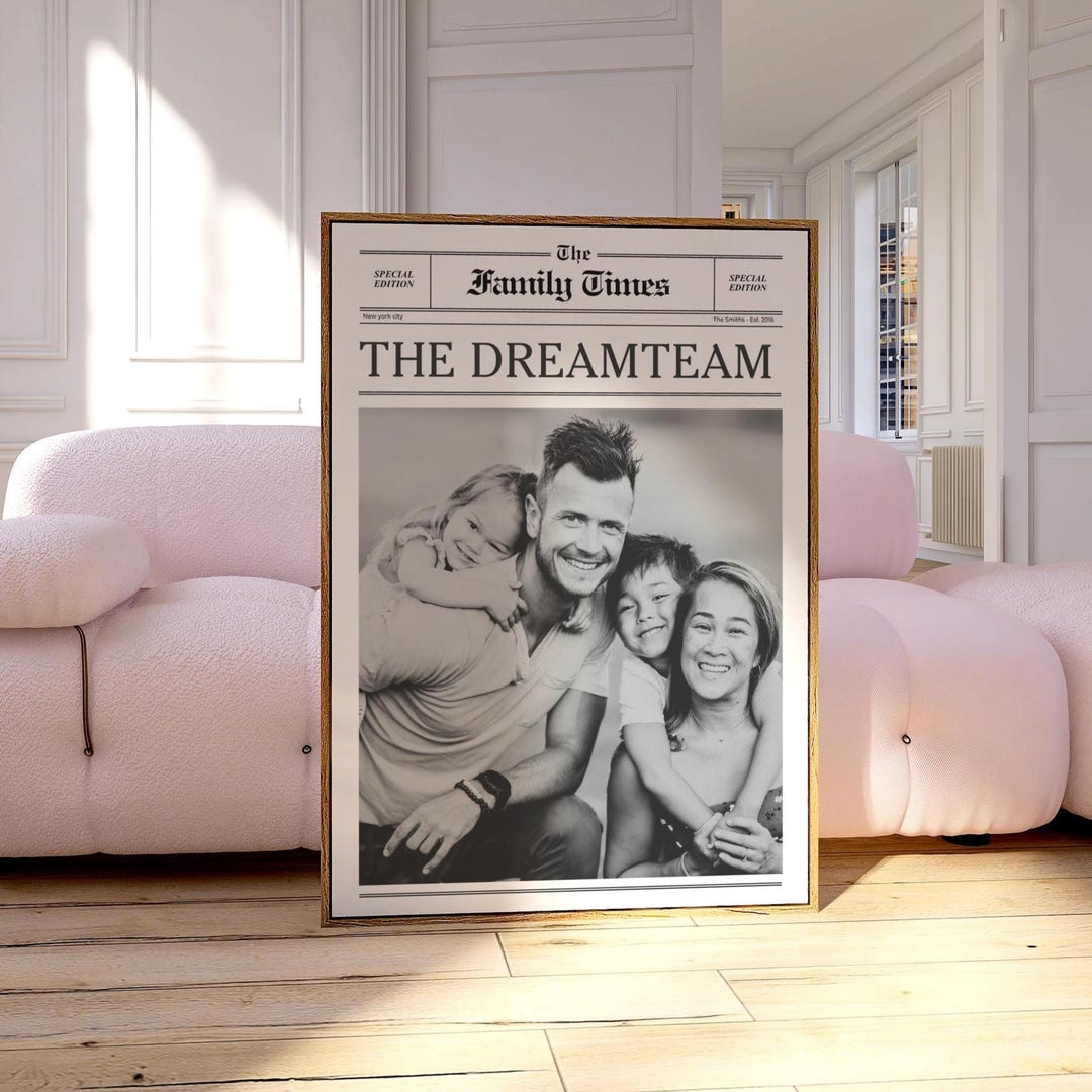 Personalized Family Newspaper Print: Custom Newsprint Poster (digital ...