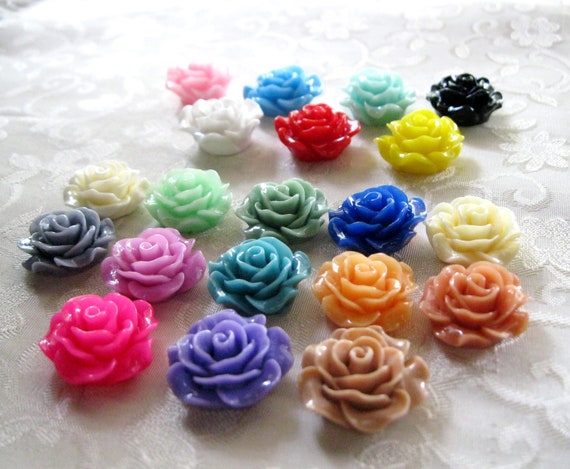 Drilled Resin Ruffled Rose Flower Beads Choose Your Color Mix | Etsy