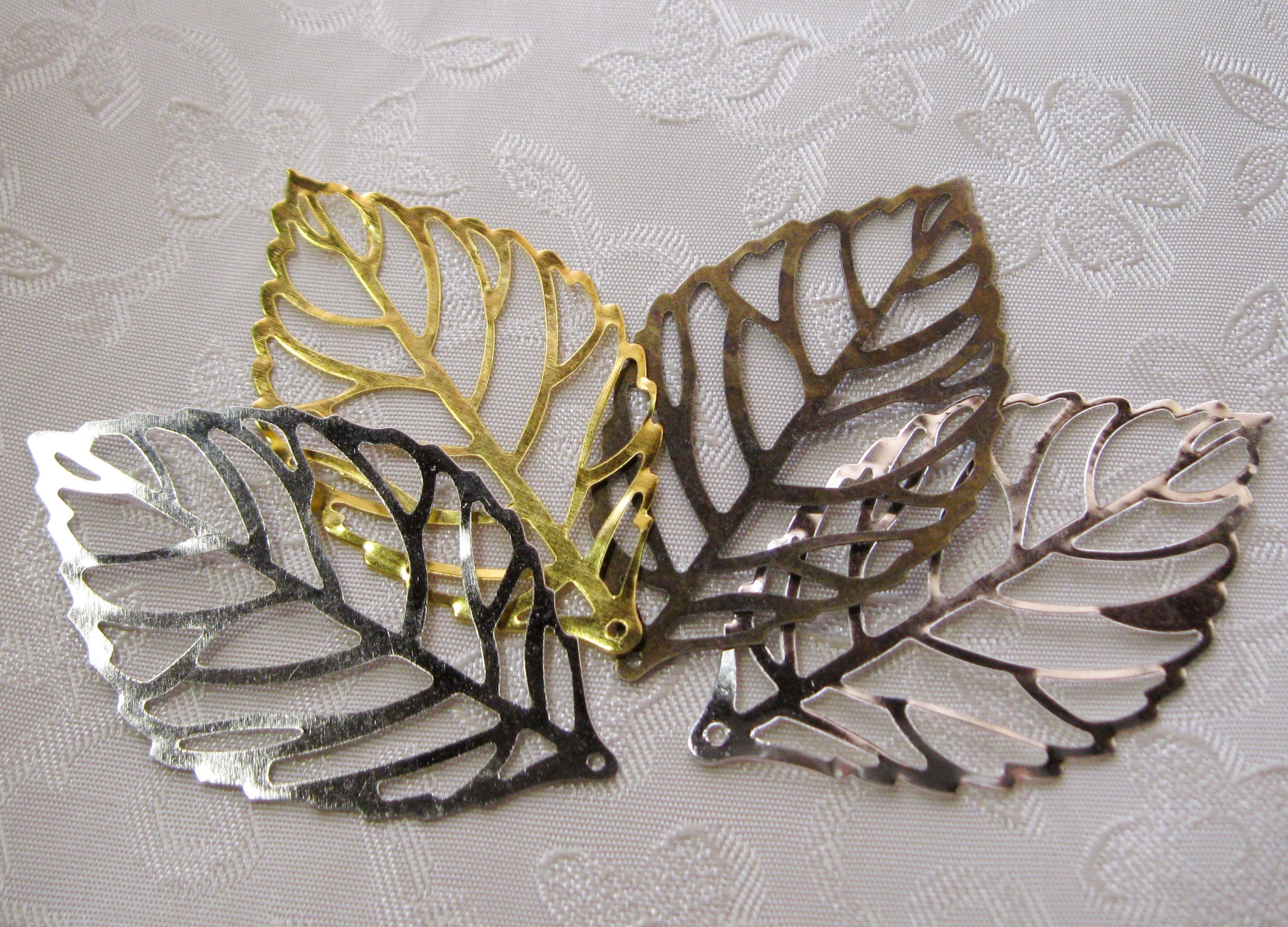 Leaf Filigree Mix You Choose Finish 54mm x 31 mm Pendant Charm | Etsy