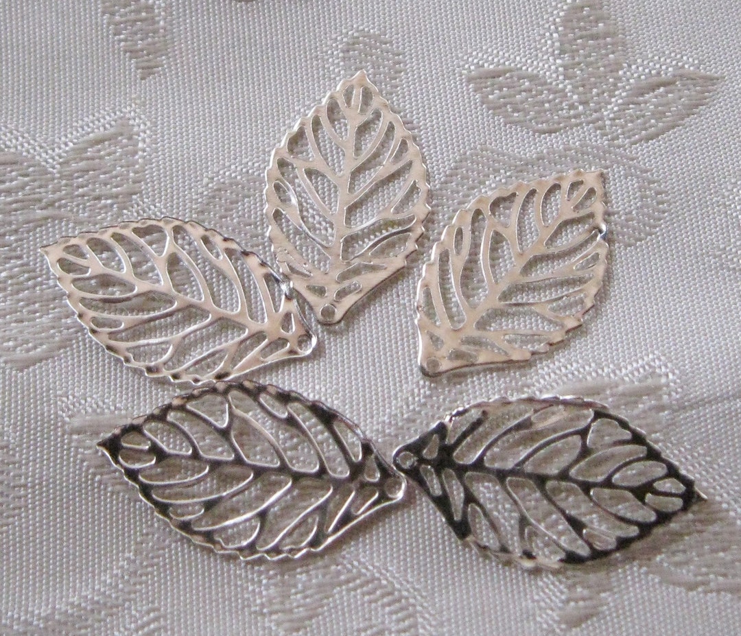 Itty Bitty Bright Silver Plated Filigree Leaves Leaf Tiny 10mm X 20mm ...