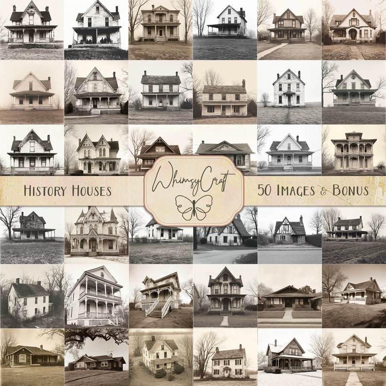 History Houses: 50 Old House Photos, Printable Digital Download, Junk ...