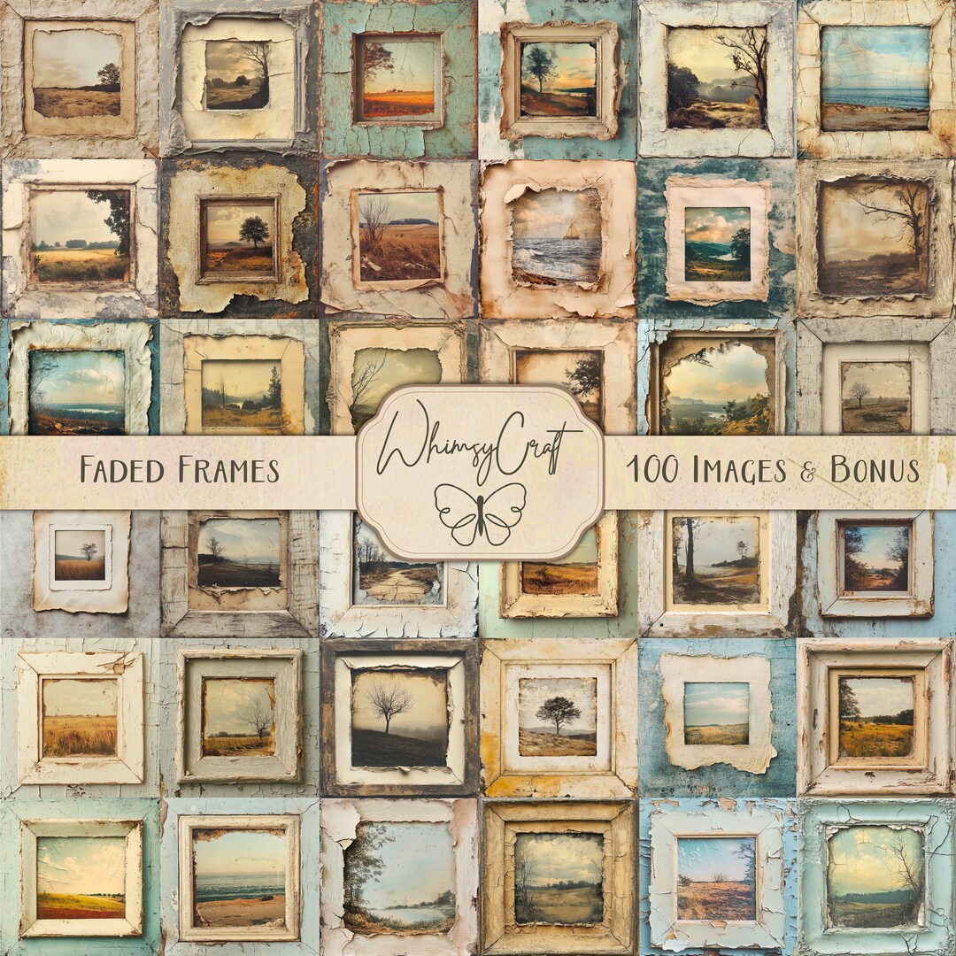 Faded Frames: 100 Vintage Frame JPEG Images, Shabby Framed Papers ...