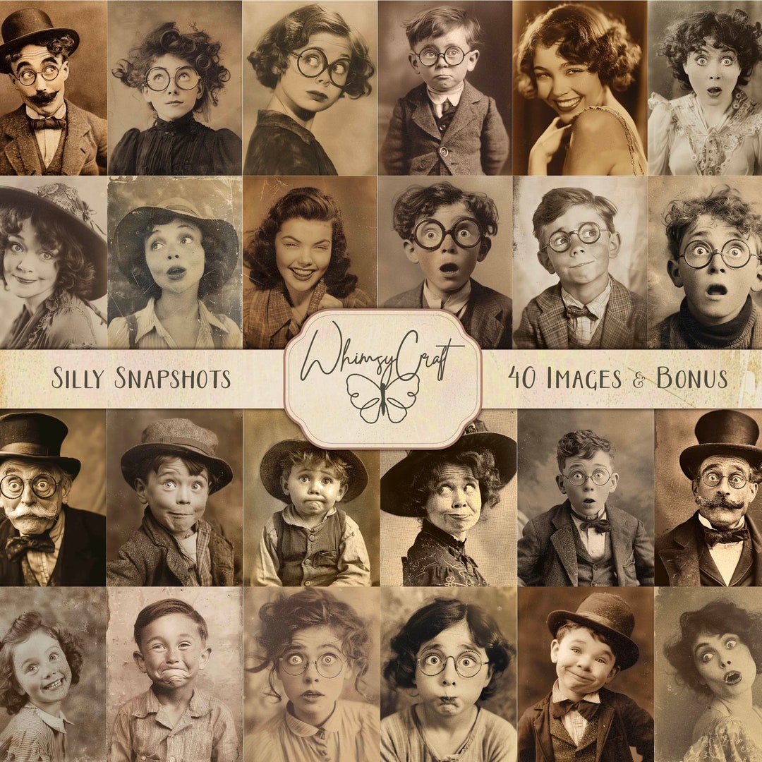 Vintage Portrait Photos: 40 Funny Silly Snapshots, Collage Ephemera ...