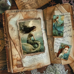 Mermaid Memories: 40 Sheets of Ethereal Mermaid Ocean Collage Jpeg ...