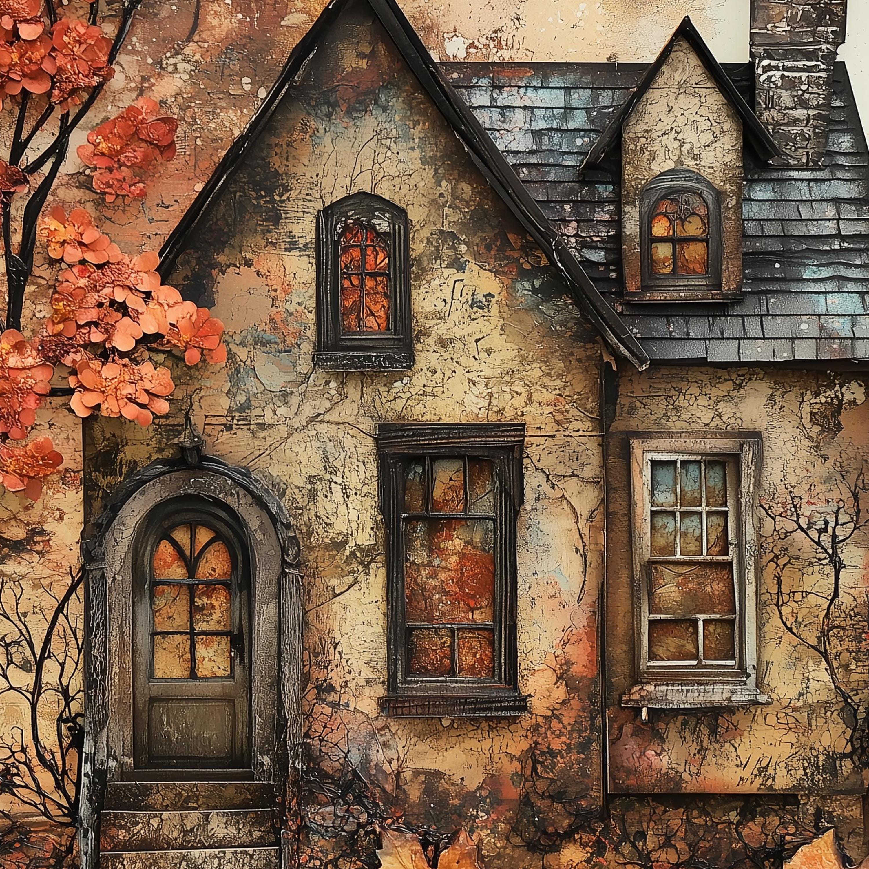 Harvest Houses: 20 Fall Digital Paper Houses, Autumn Ephemera, Fall ...