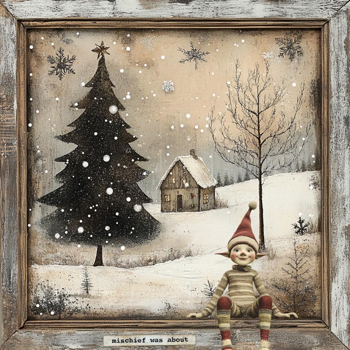 Merry Mischief: 35 Holiday Elf Portraits, Xmas Journal Kit, Christmas ...