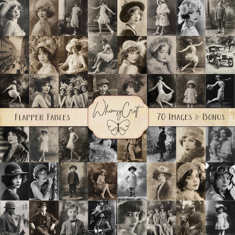 Flapper Fables: 70 Vintage 1920s JPEG Photos, Junk Journal Kit, Vintage ...