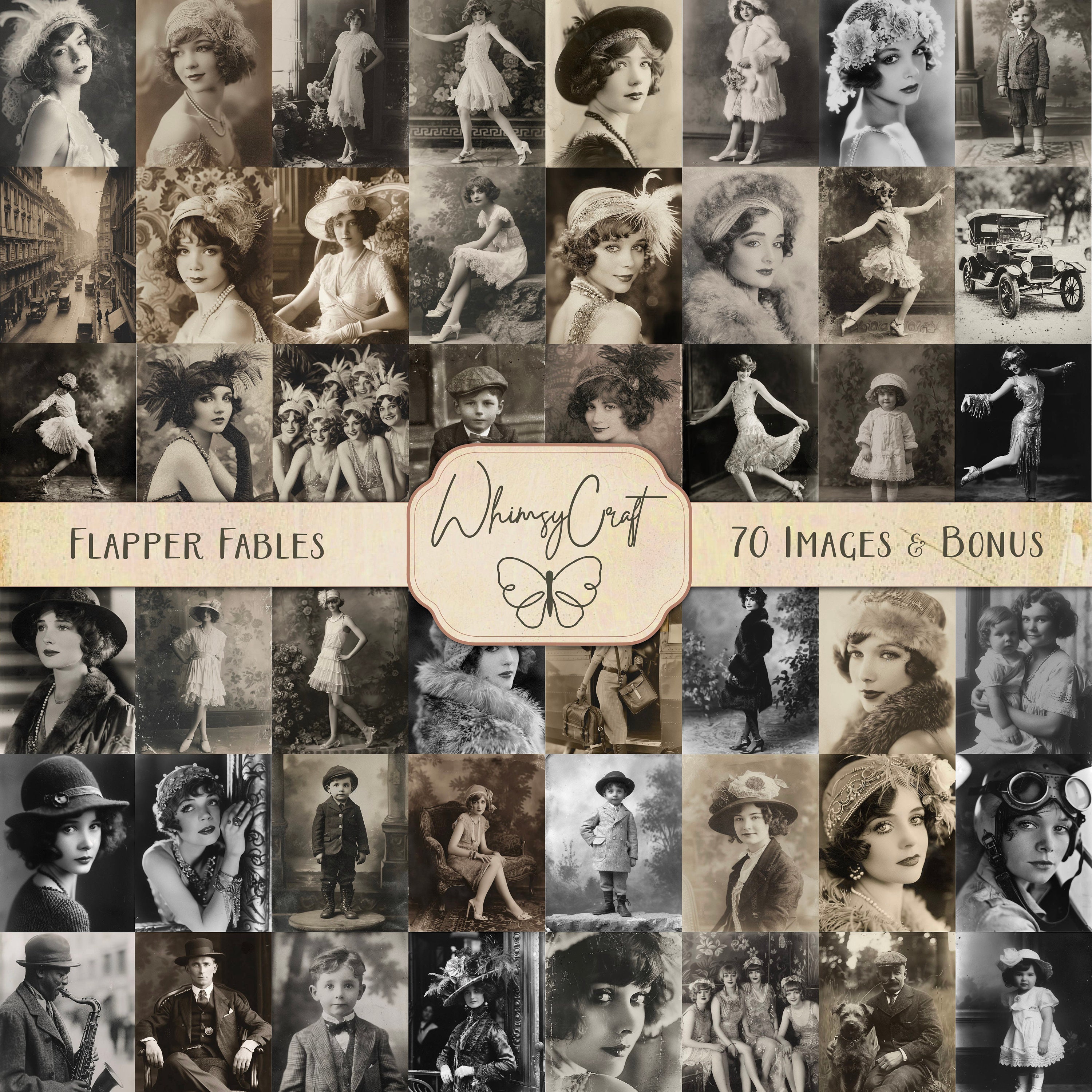 Flapper Fables: 70 Vintage 1920s JPEG Photos, Junk Journal Kit, Vintage ...