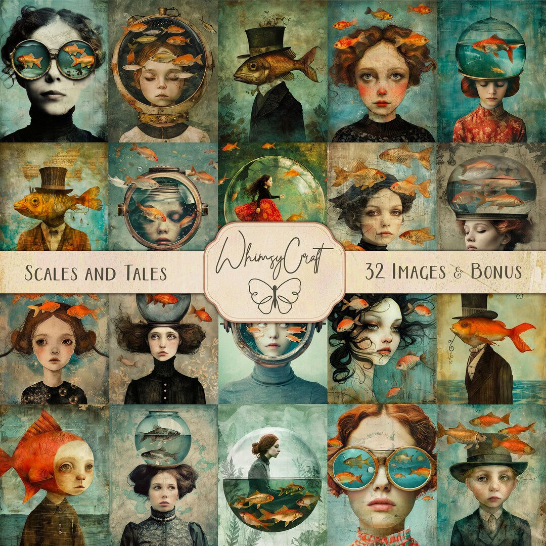 Scales and Tales: 32 Surreal and Whimsical Fish Themed Designs, Jpeg ...
