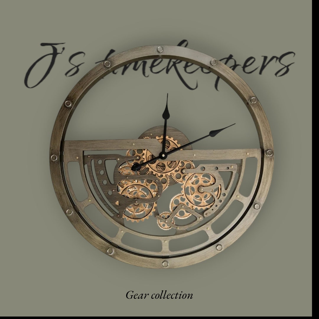 Industrial Style Wall Clock Living Room Clock Moving Gear Clock ...