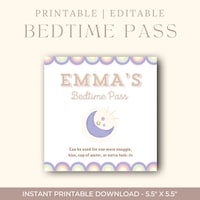 Bedtime Pass for Sleep Training Toddlers Printable Get Out of Bed ...