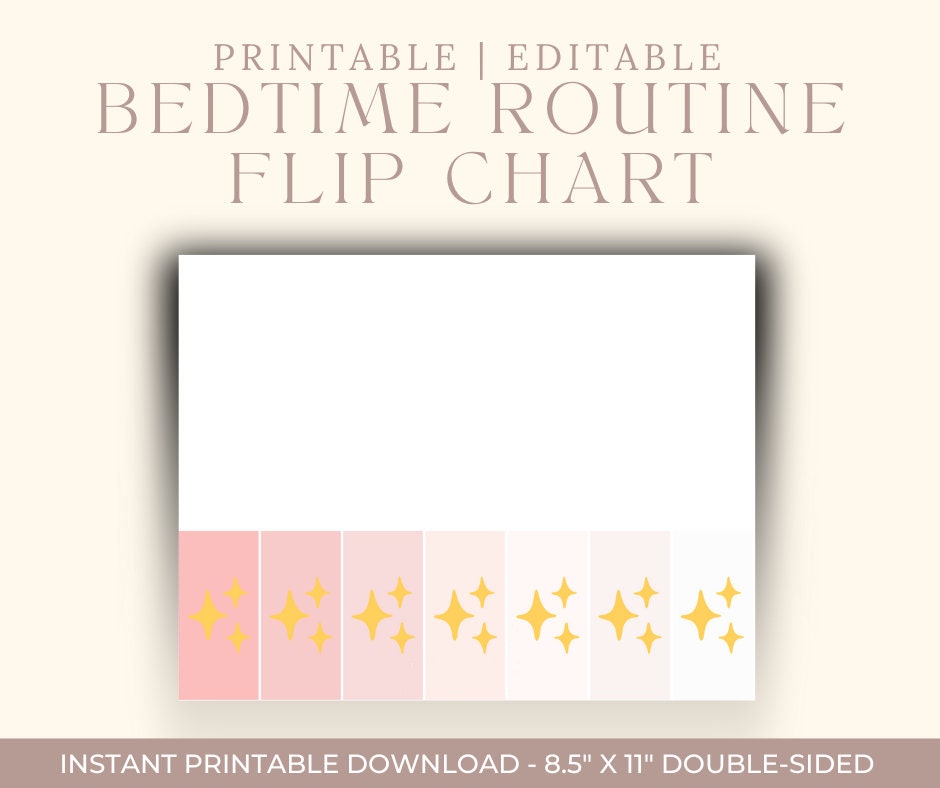 Editable Printable Pink Bedtime Routine Flip Chart | Visual Schedule ...
