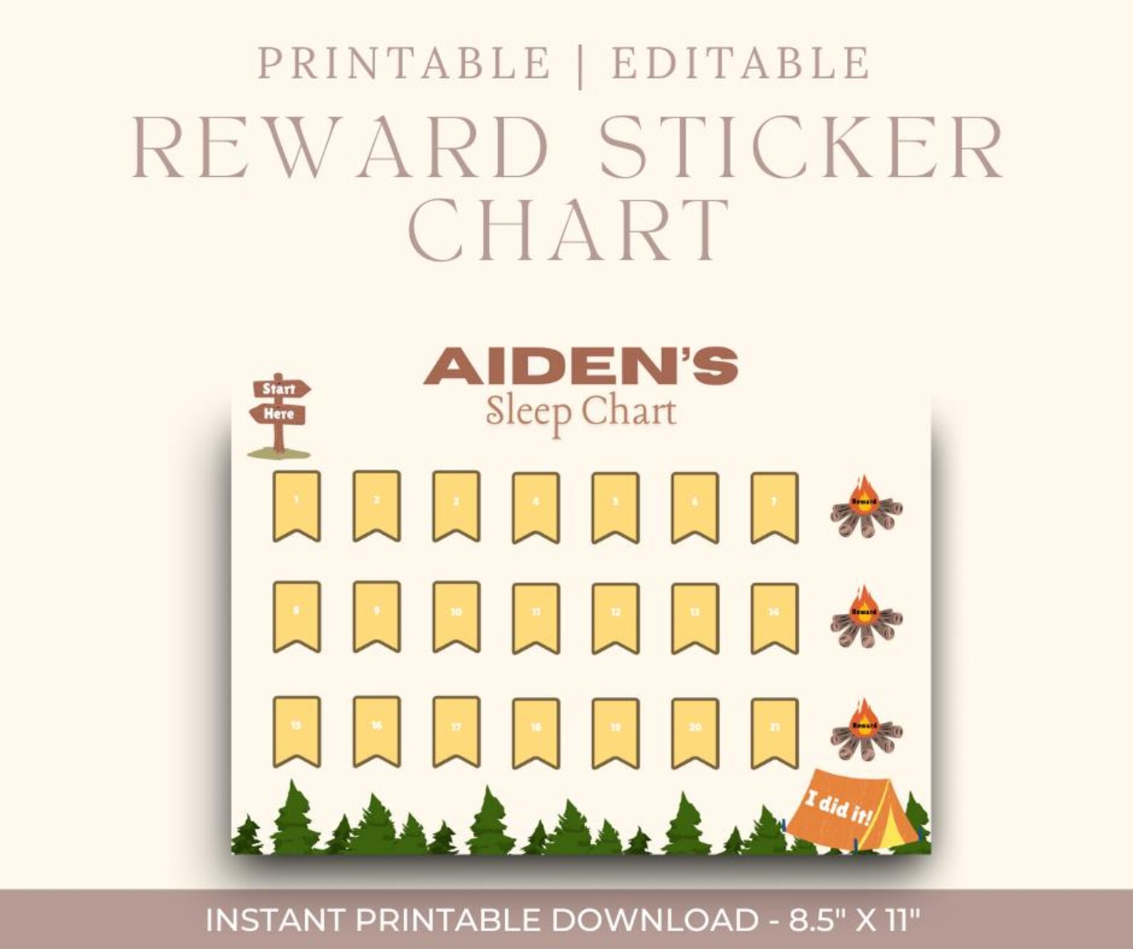 Editable Printable Sticker Reward Chart | Visual Reward System ...