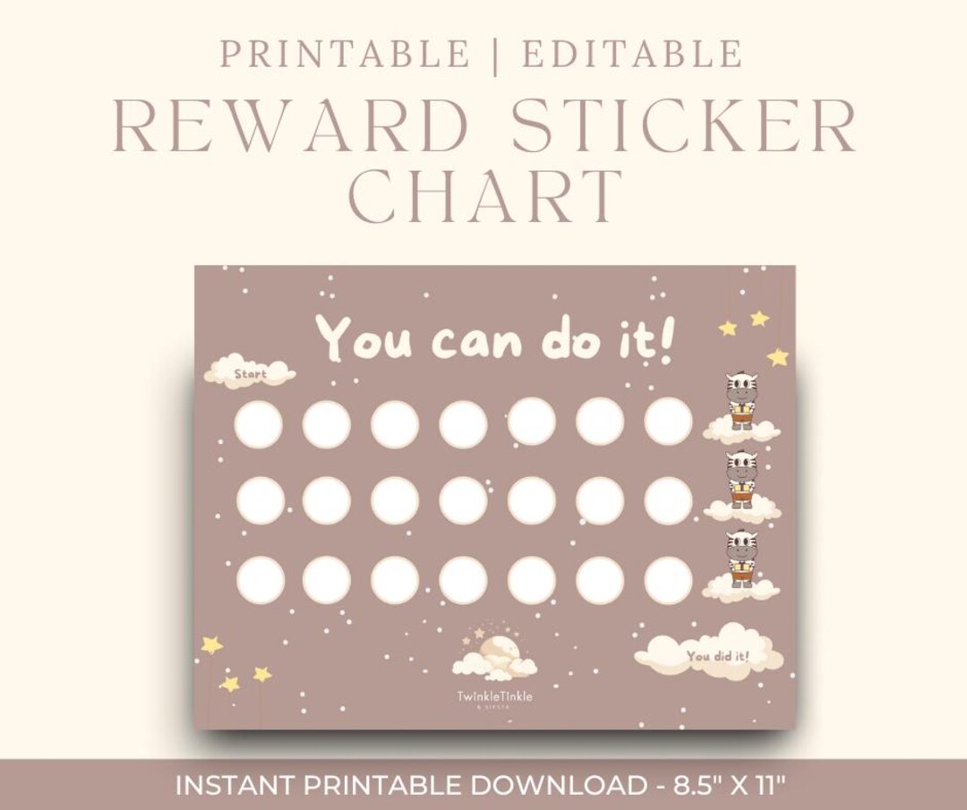 Editable Printable Sticker Reward Chart | Visual Reward System ...