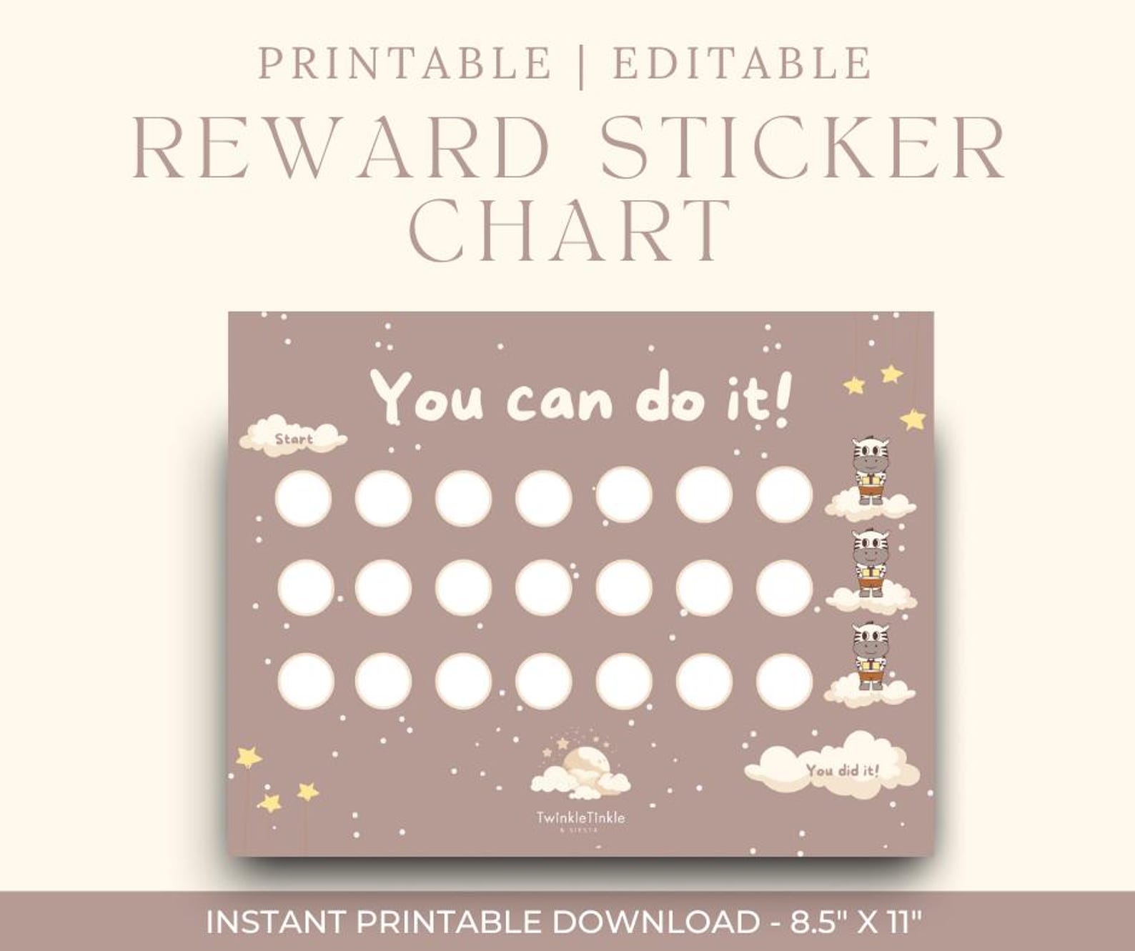 Editable Printable Sticker Reward Chart | Visual Reward System ...