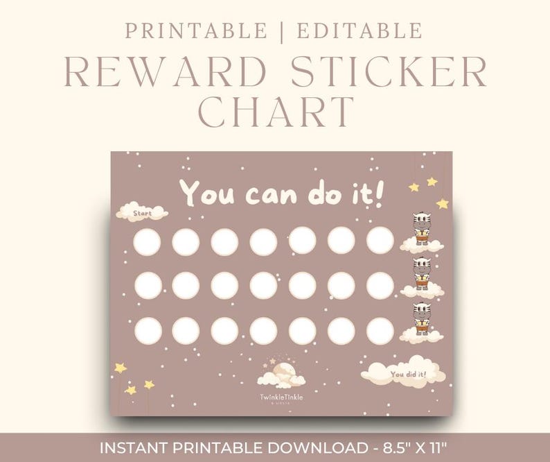 Editable Printable Sticker Reward Chart | Visual Reward System ...