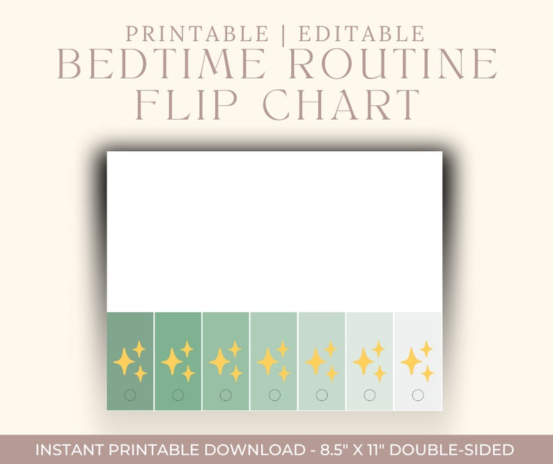 Editable Printable Green Bedtime Routine Flip Chart | Visual Schedule ...