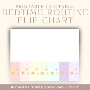 Editable Printable Bedtime Routine Flip Chart | Visual Schedule ...