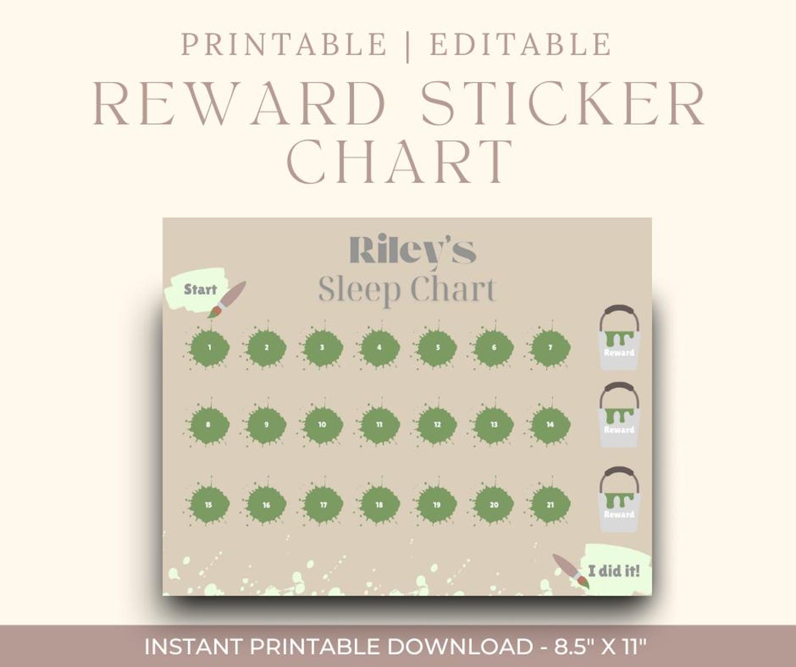 Editable Printable Sticker Reward Chart Visual Reward System Morning ...