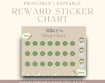 Editable Printable Sticker Reward Chart Visual Reward System Morning ...