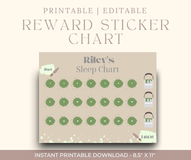 Editable Printable Sticker Reward Chart Visual Reward System Morning ...