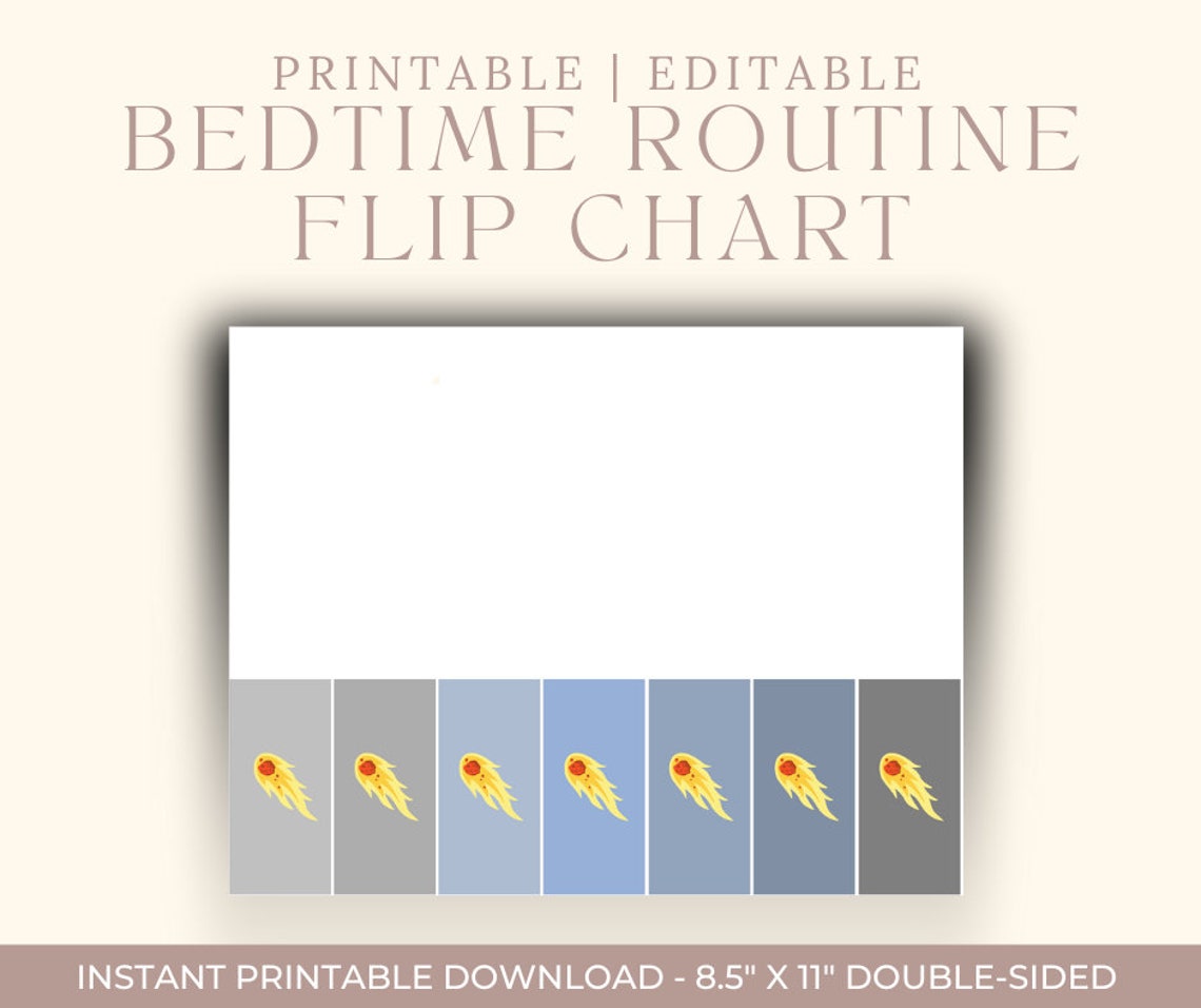 Editable Printable Blue Bedtime Routine Flip Chart | Visual Schedule ...