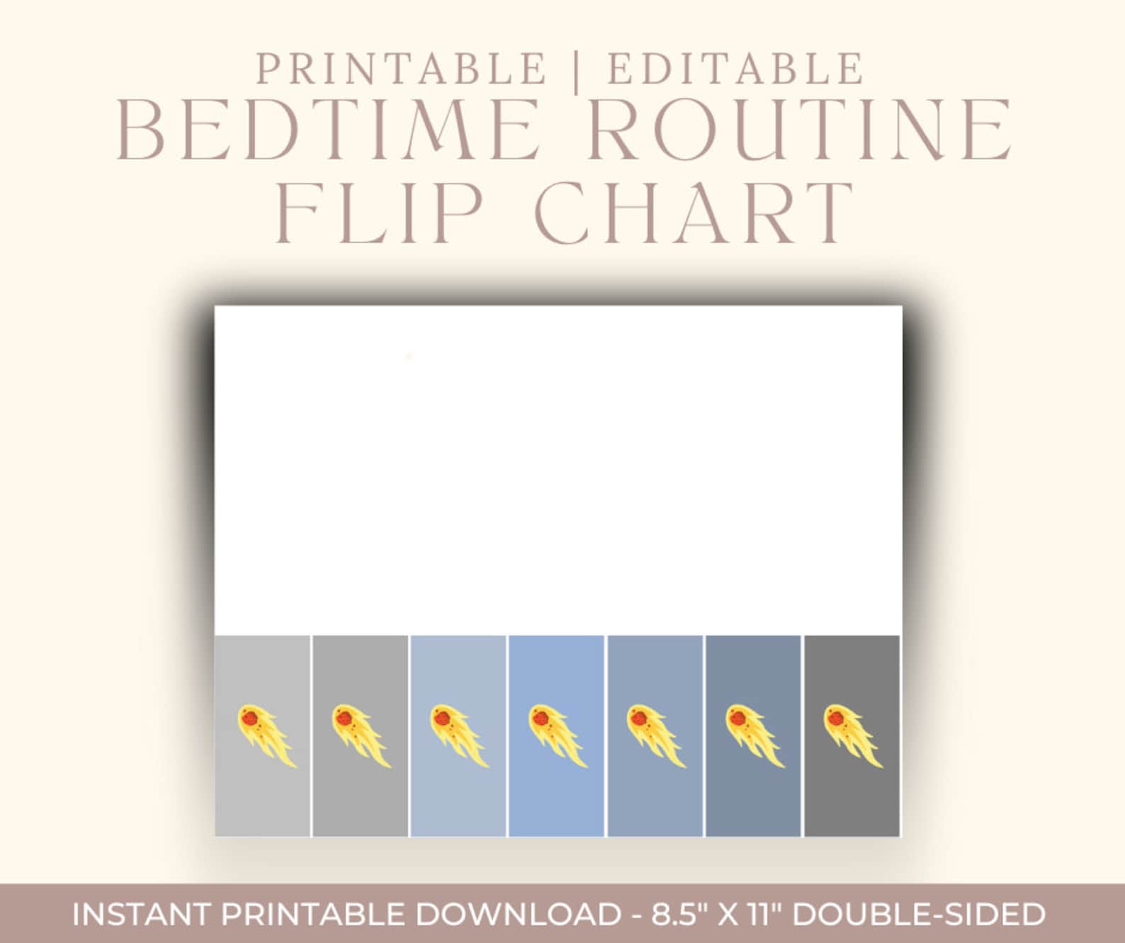 Editable Printable Blue Bedtime Routine Flip Chart | Visual Schedule ...