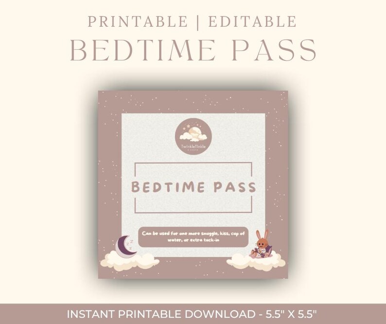 Editable Printable Rainbow Bedtime Pass | Ticket to Get Out of Bed ...