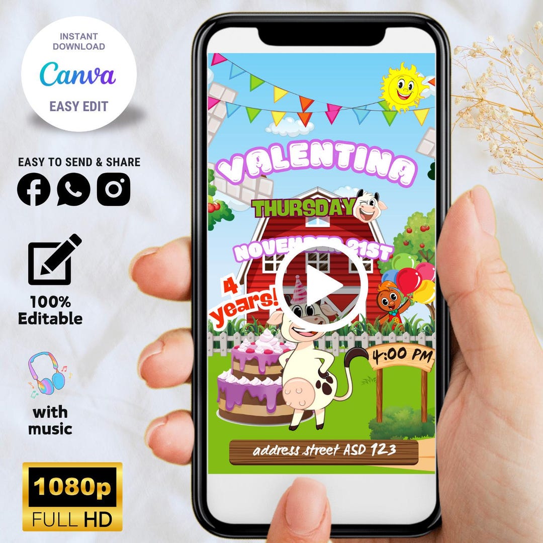 Vaca Lola Video Invitation, Vaca Lola Animated Invitation, Vaca Lola Party, Digital Invitation ...