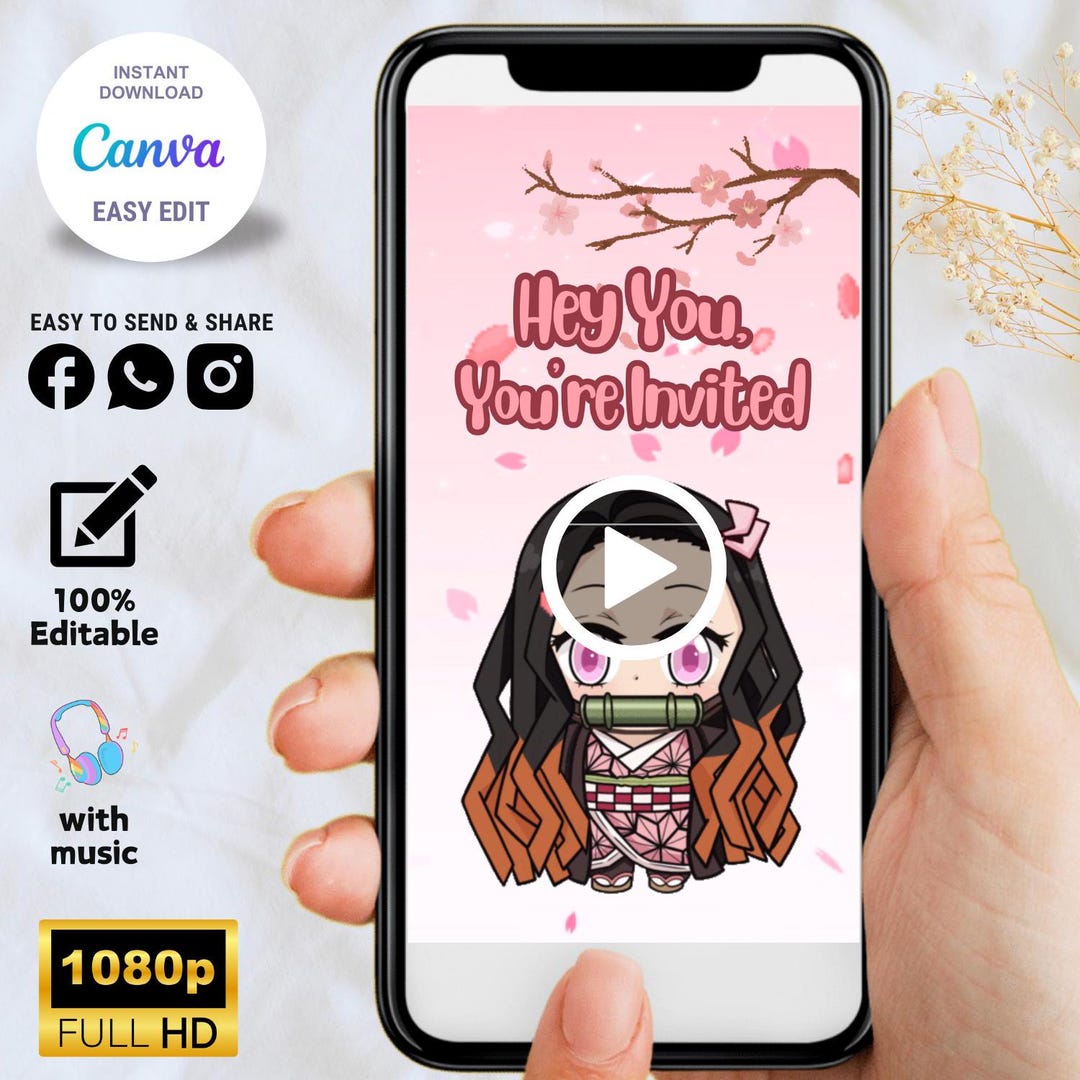 Nezuko Birthday Invitation, Nezuko Invitation, Nezuko Birthday, Nezuko ...