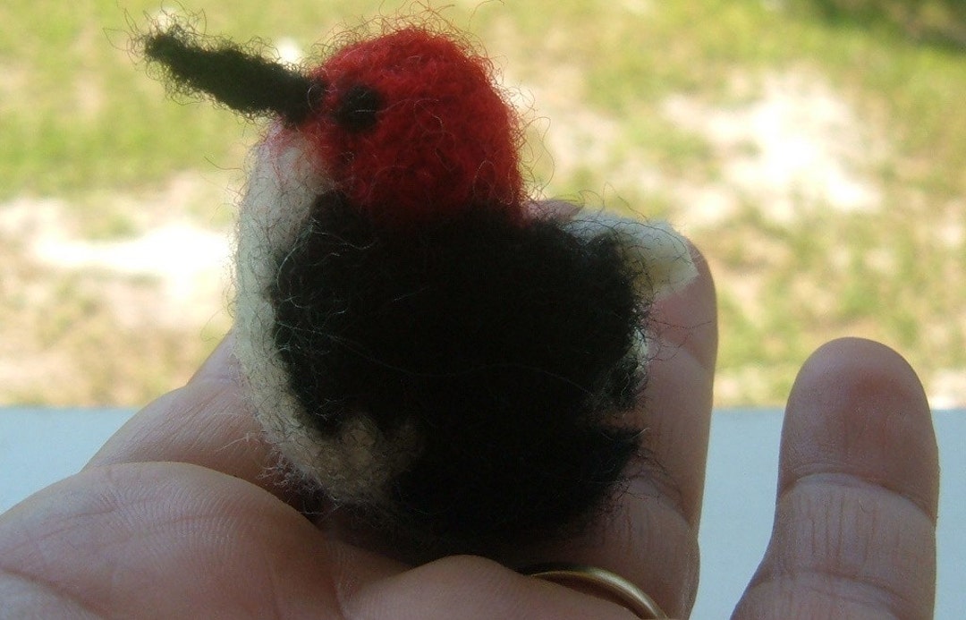 Felted Red Headed Woodpecker Mini Bird Series - Etsy