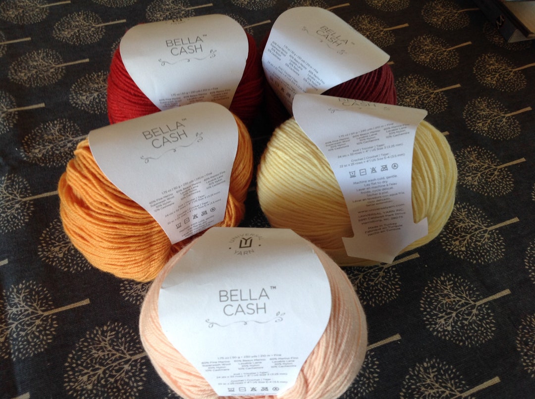 Hilo Bella Cash Baby Sport Mezcla de lana merino fina, cachemira y ...